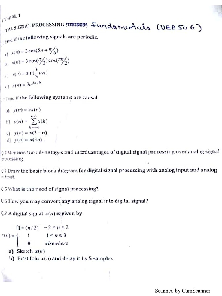 Tutorial(s) 1-7 DSP | PDF | Discrete Fourier Transform | Digital Signal Processing
