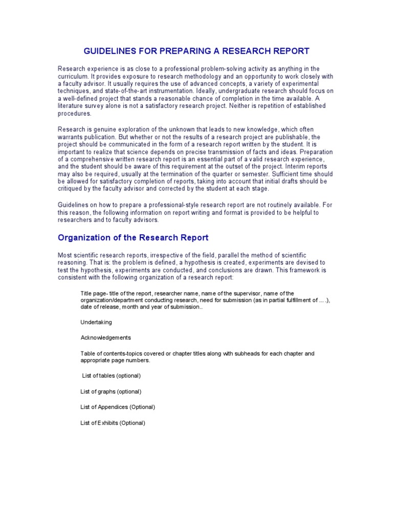 Revised Guidelines Report Writing Aug 04 | PDF | Abstract (Summary ...