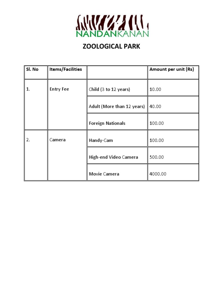 Zoological Price List | PDF