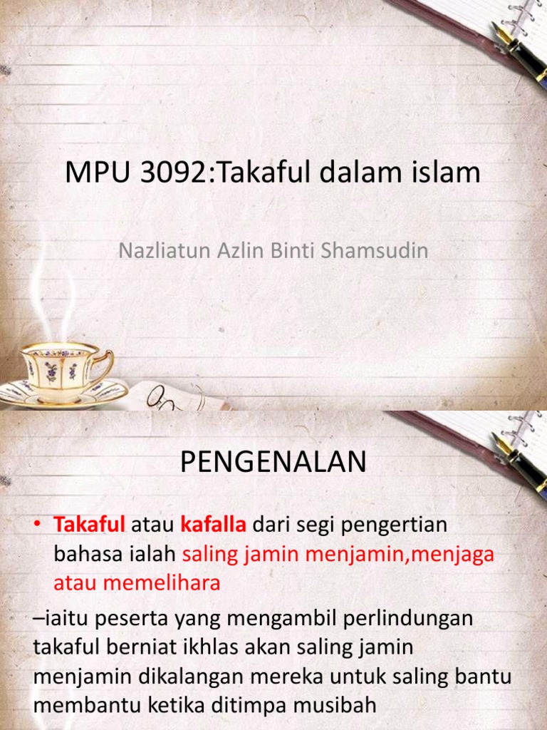 MPU 3092 Takaful Dalam Islam | PDF
