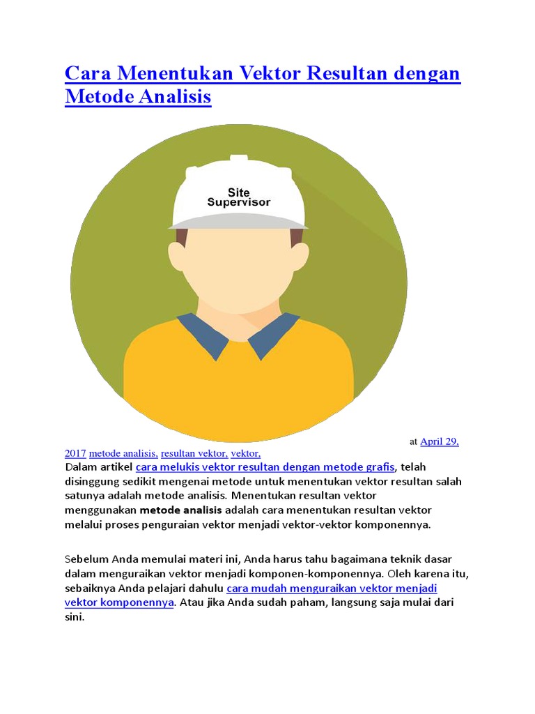 Cara Menentukan Vektor Resultan Dengan Metode Analisis | PDF
