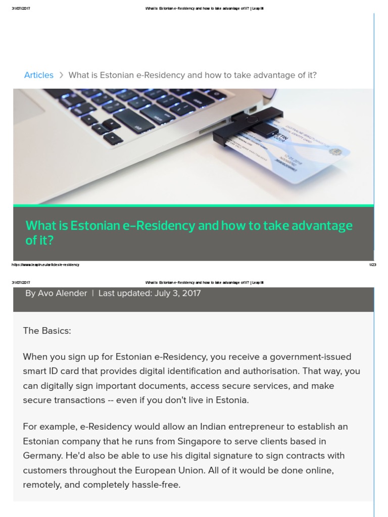 An In-Depth Look at Estonia's Groundbreaking E-Residency Program and ...