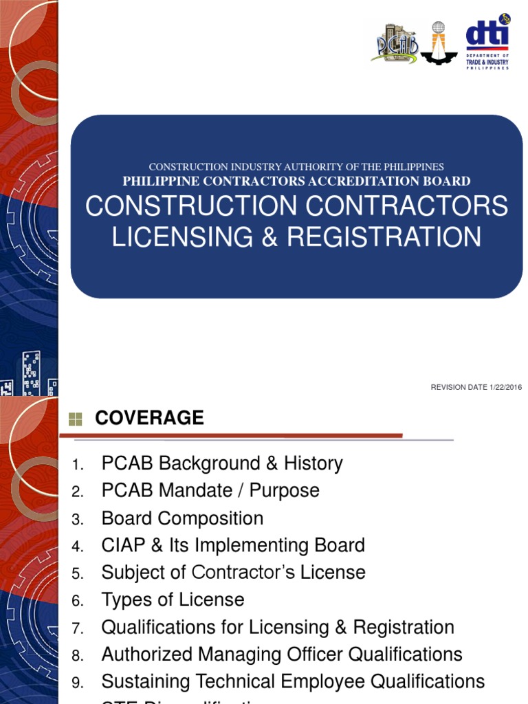 PCAB Licensing and Registration Guide | PDF | General Contractor | Sole ...