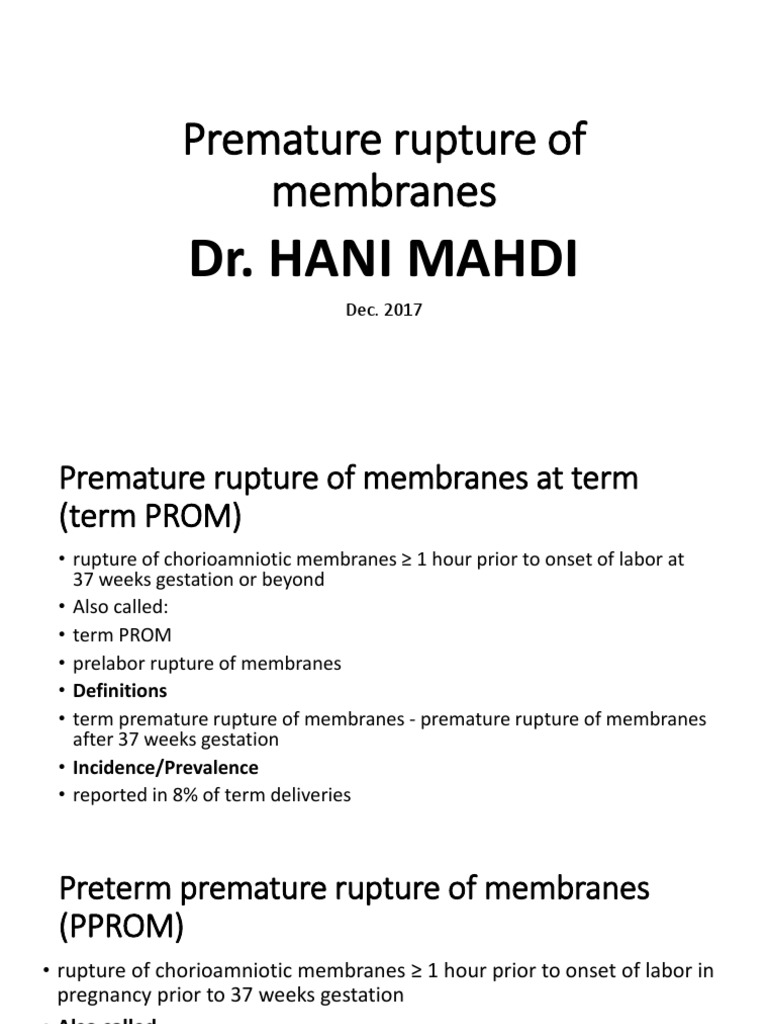 Understanding Premature Rupture of Membranes | PDF | Preterm Birth ...