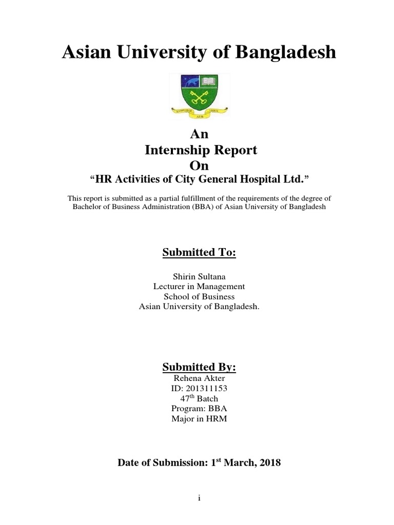 Asian University of Bangladesh: An Internship Report On | PDF | Health ...