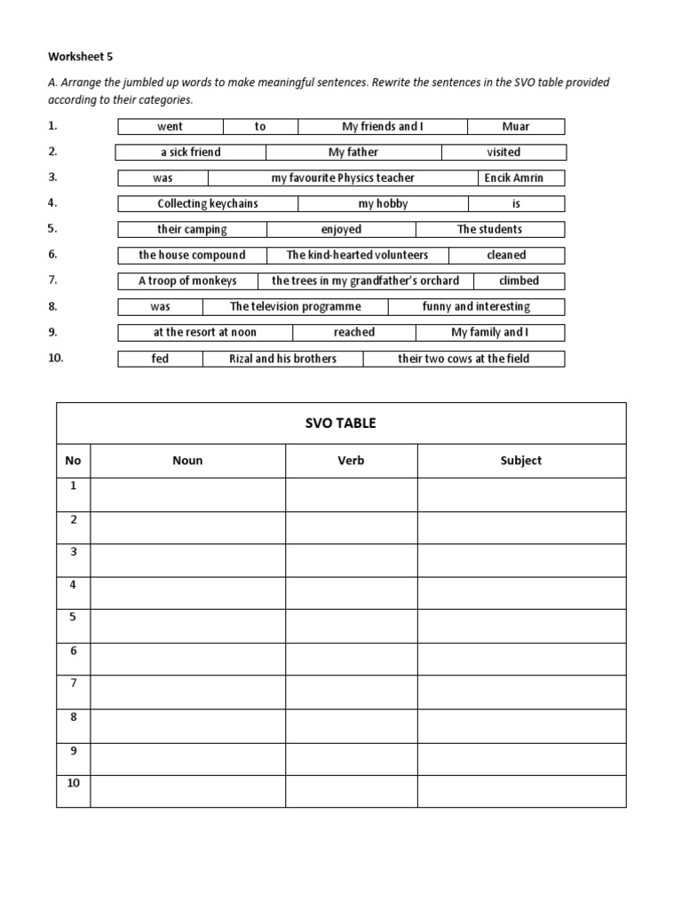 Simple Past Tense - Arranging Phrases/Words | PDF | Sentence ...