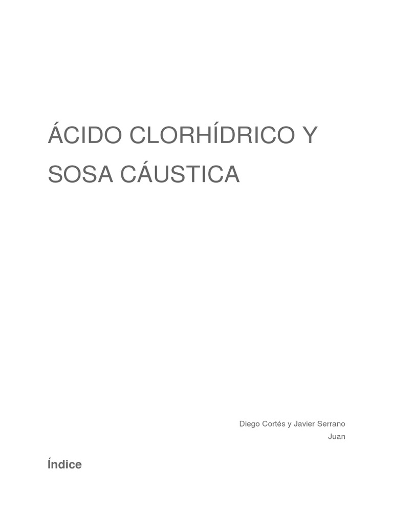 Acido Clorhidrico y Sosa Caustica | PDF | Ácido clorhídrico | Hidróxido ...