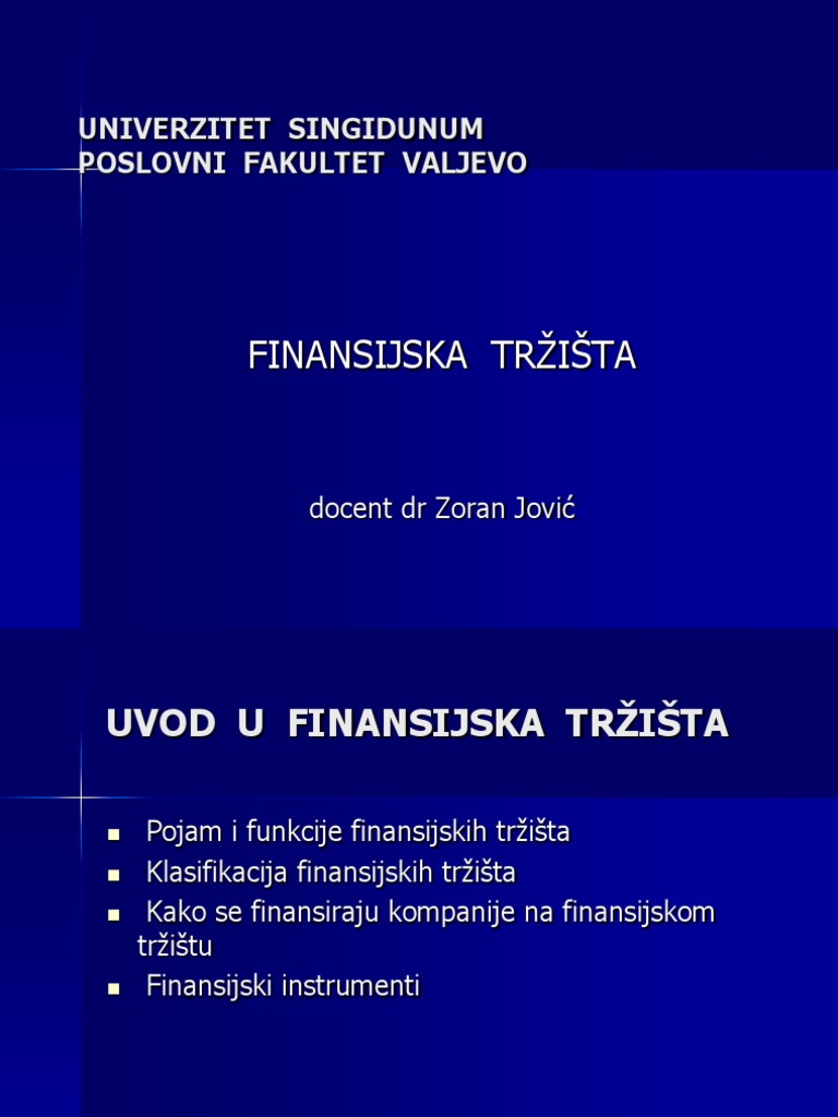 Finansijska Trzista | PDF