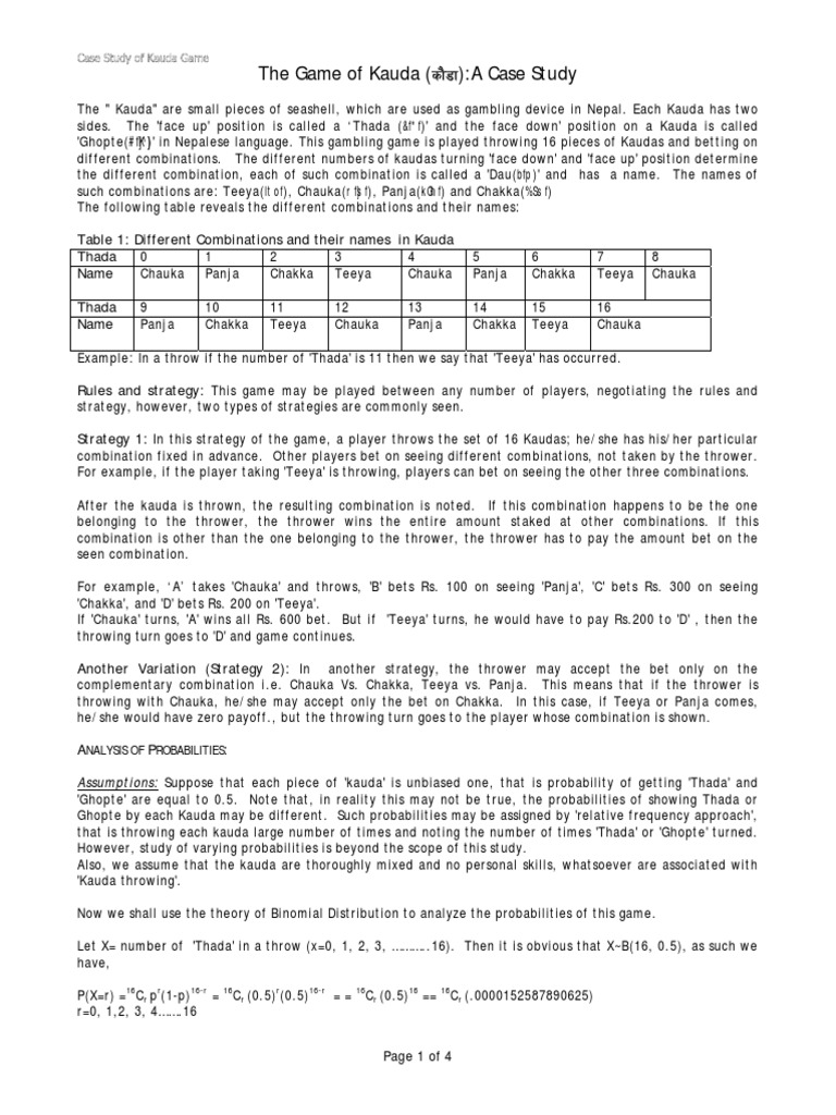 Kauda Game - A Case Study | PDF | Gambling | Mathematical And ...