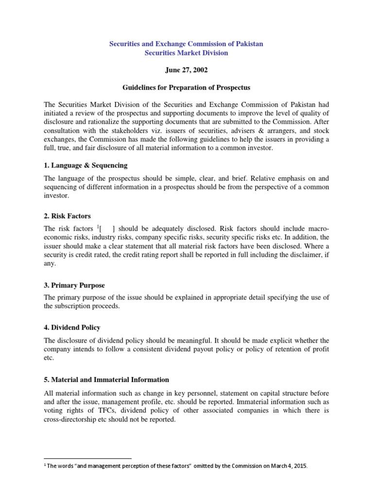 Guidelines for Prospectus Preparation | PDF | Prospectus (Finance ...