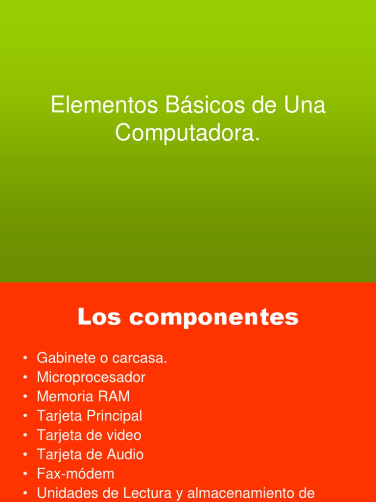 Elementos Basicos de Una Computadora | PDF | Almacenamiento de datos de ...