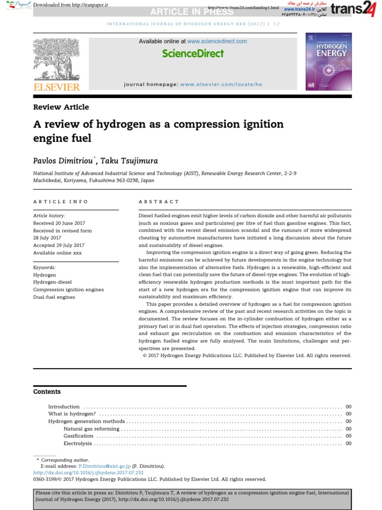 A Review of Hydrogen As A Compression Ignition | PDF | Internal ...