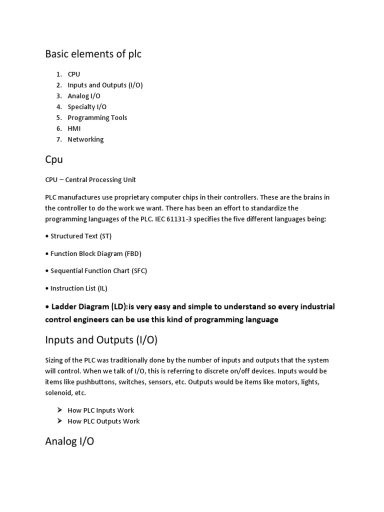 An Introduction to the Basic Elements of Programmable Logic Controllers ...
