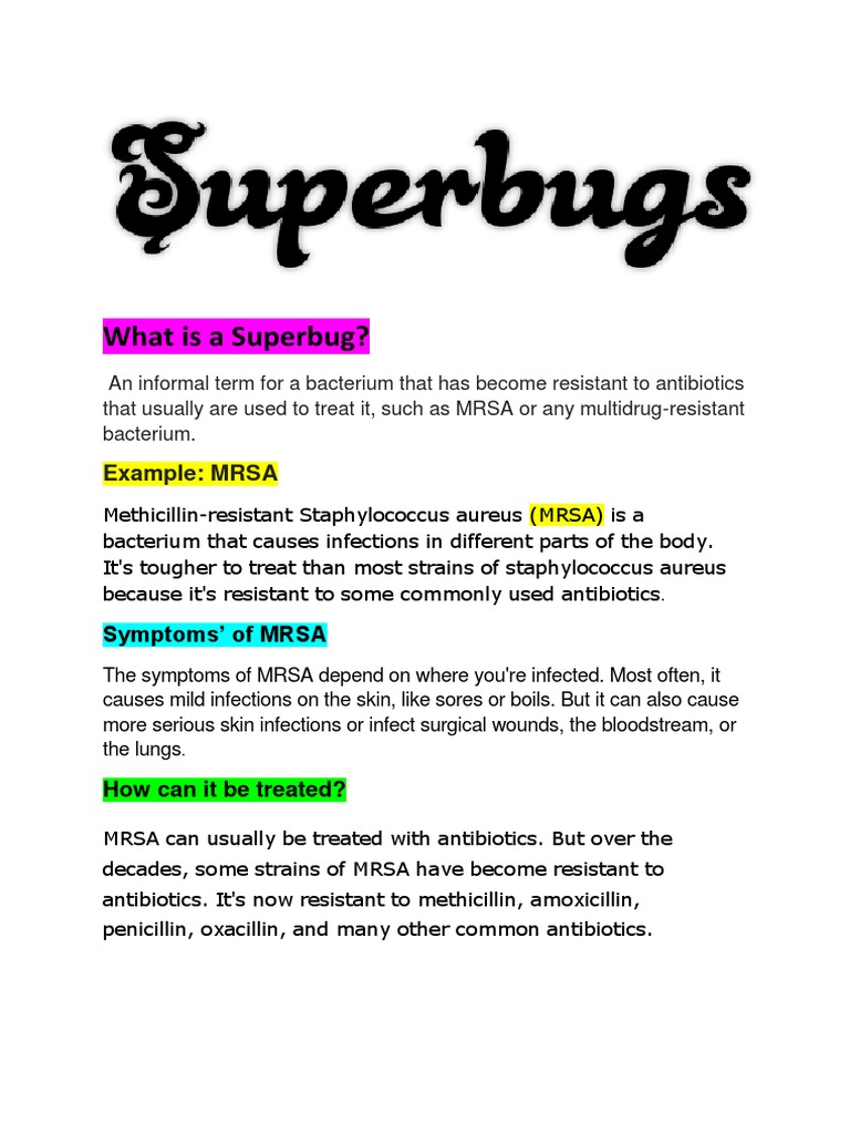 What Is A Superbug?: Example: MRSA | PDF | Methicillin Resistant Staphylococcus Aureus ...