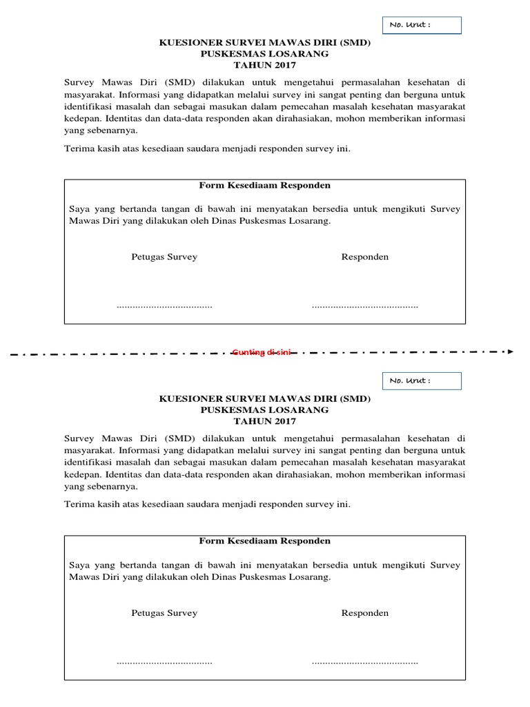 4 Form Kesediaan Responden Dalam Survei Mawas Diri | PDF | Karier & Perkembangan
