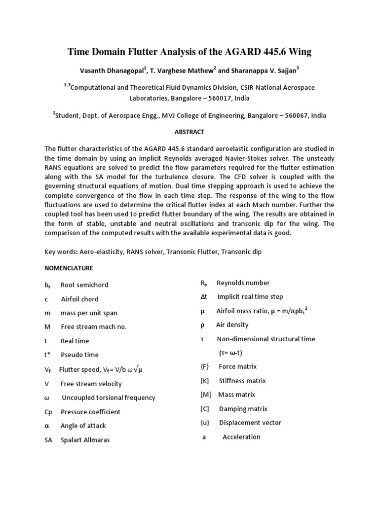 Time Domain Analysis of Transonic Flutter Characteristics for the AGARD 445.6 Wing Using a ...