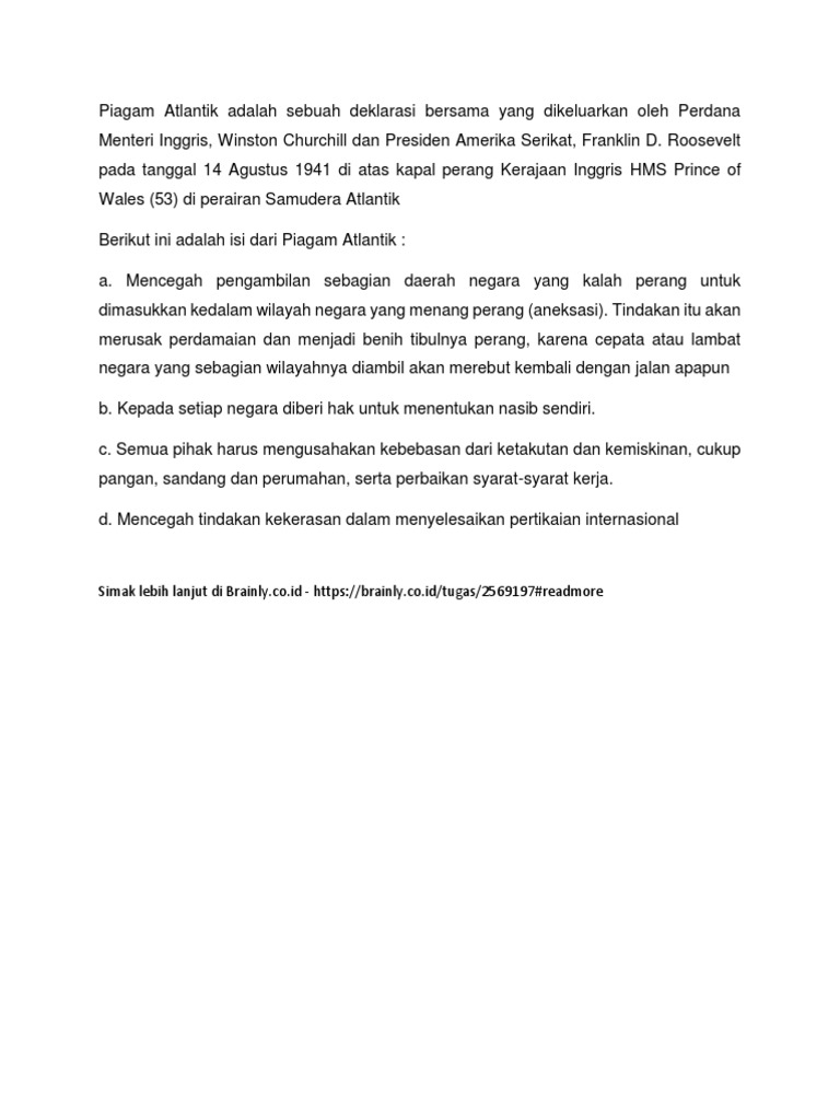 Isi dan Tujuan Piagam Atlantik 1941 | PDF | Politik | Perjalanan
