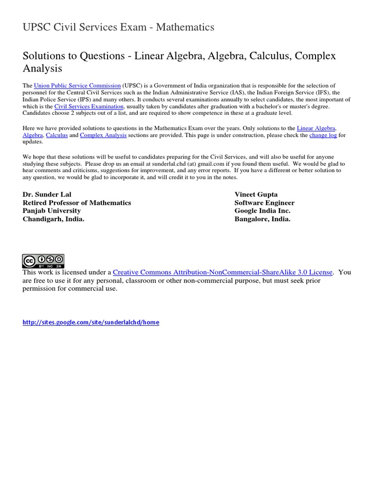 Civils Maths Solved 1979-2006 | PDF | Eigenvalues And Eigenvectors | Basis (Linear Algebra)