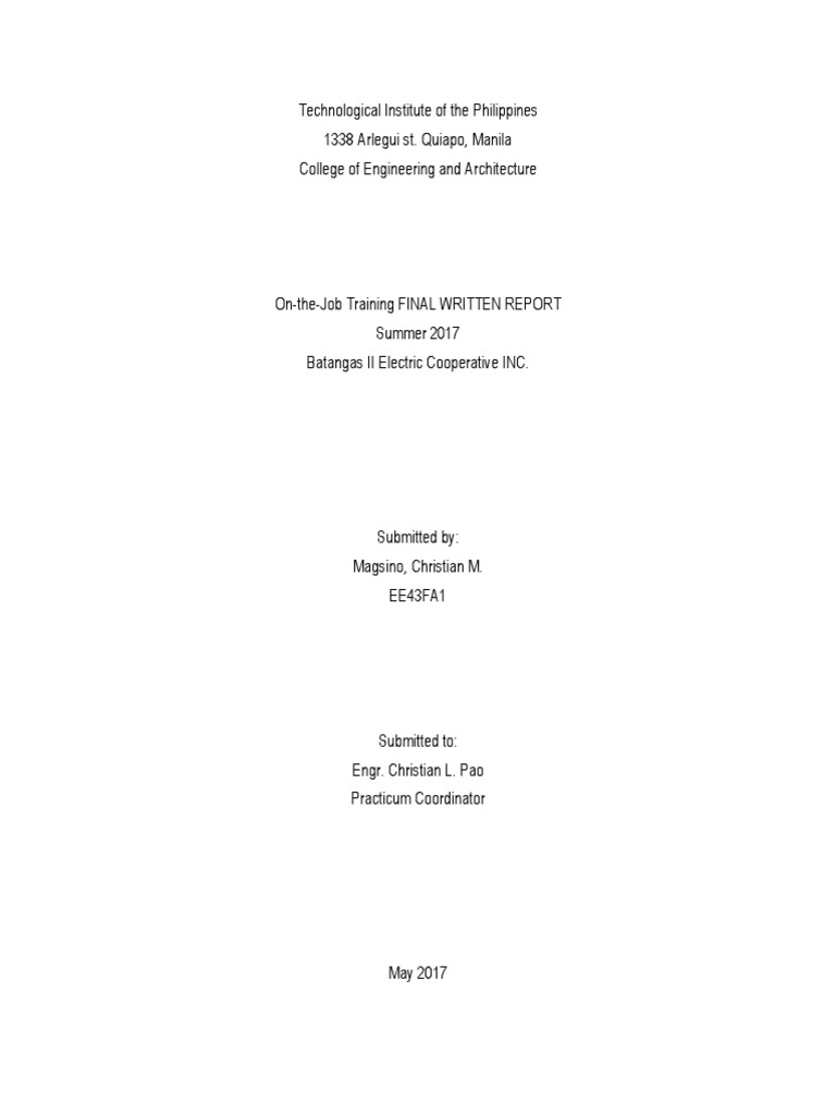 OJT Report | PDF | Internship | Job Hunting