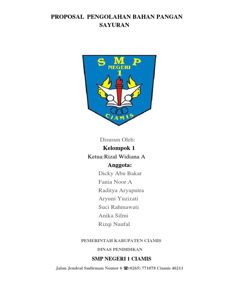 Proposal Pengolahan Sayuran SMP | PDF | Memasak, Makanan, & Anggur