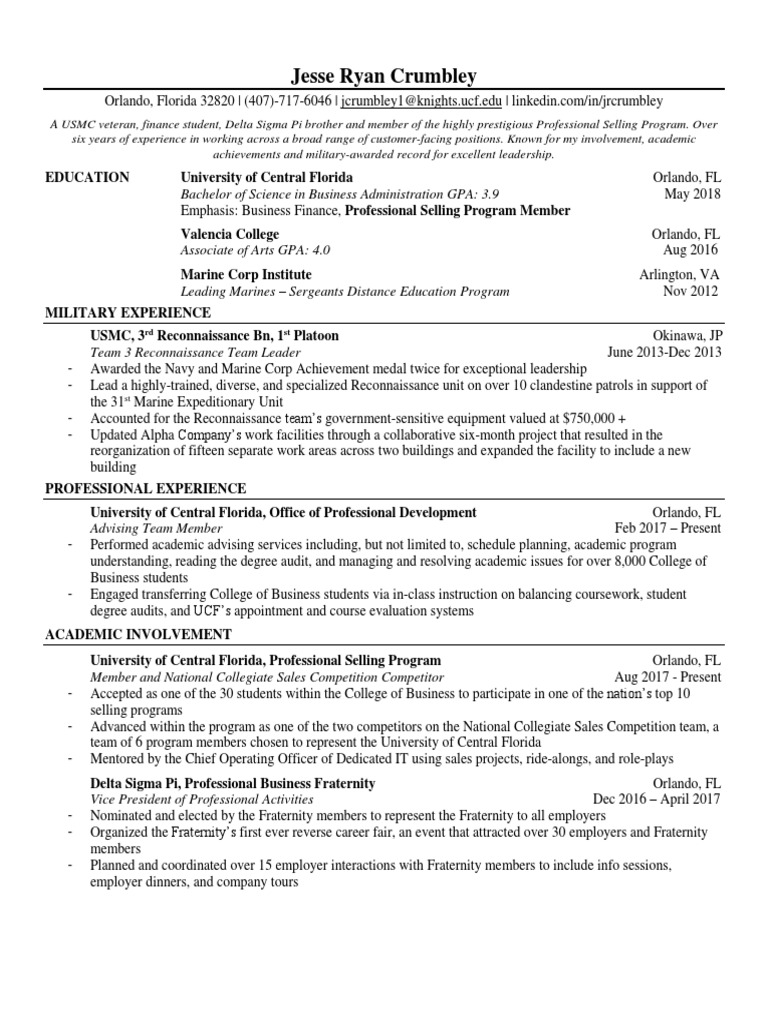 Crumbley Jesse Resume General | PDF | United States Marine Corps ...