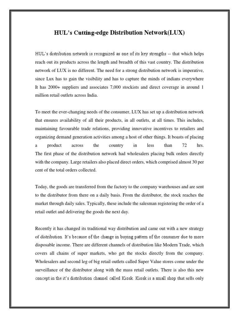 HUL's Innovative Distribution Network | PDF | Retail | Sales
