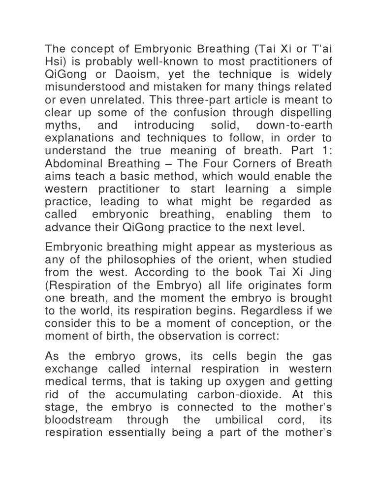 The Concept of Embryonic Breathing | PDF | Breathing | Abdomen