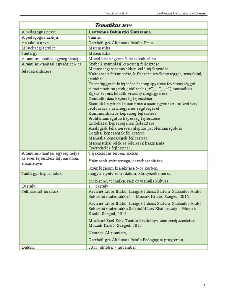 Tematikus Terv | PDF