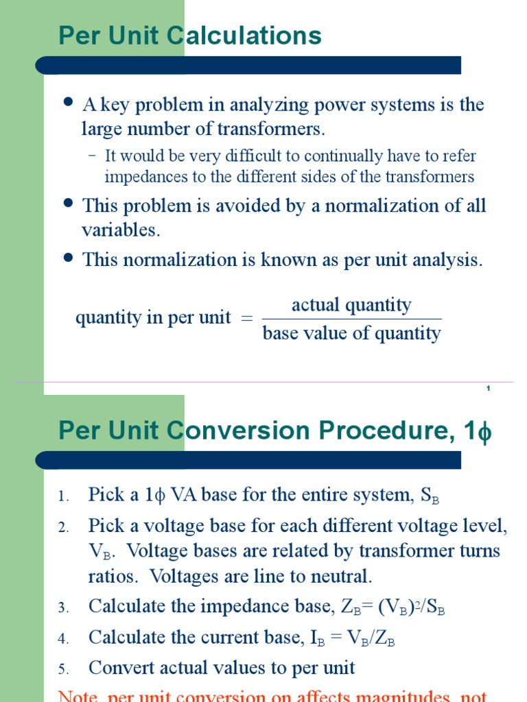 Per Unit Examples (1) | Electrical Impedance | Transformer