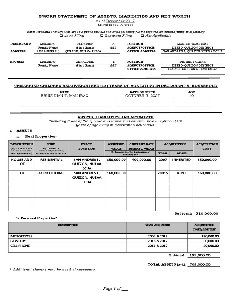 2015 Saln Form | PDF | Identity Document | Economies