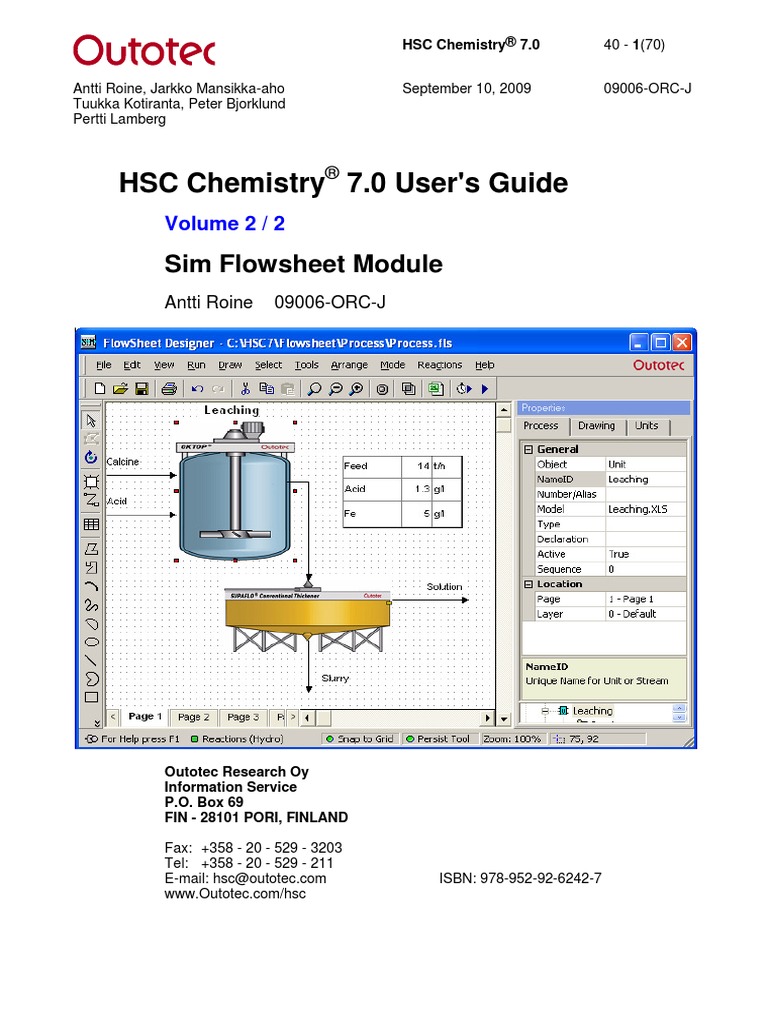 HSC Chemistry® 7.0 User's Guide Leaching PDF | PDF | Microsoft Excel | Computer File