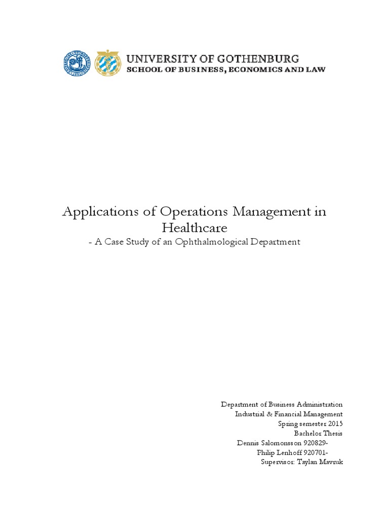 Operations Management in Health Care | PDF | Ethnography | Scientific ...