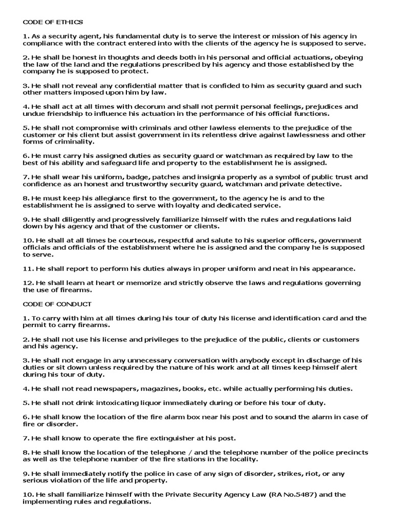 Codes | PDF | Security Guard | Government