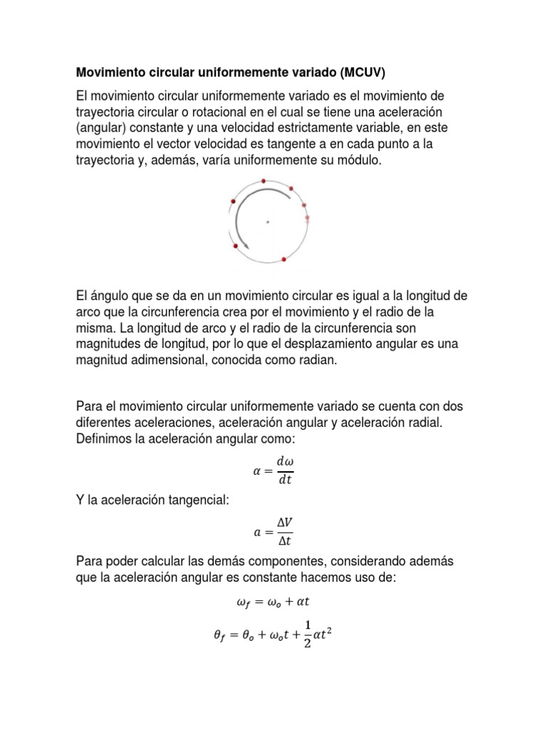 Movimiento Circular Uniformemente Variado | PDF | Movimiento (física ...