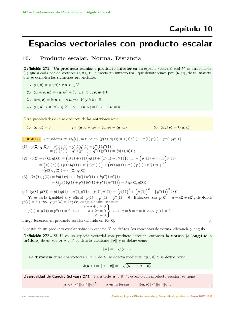 10 Espacios Euclideos Pdf Ortogonalidad Espacio Vectorial