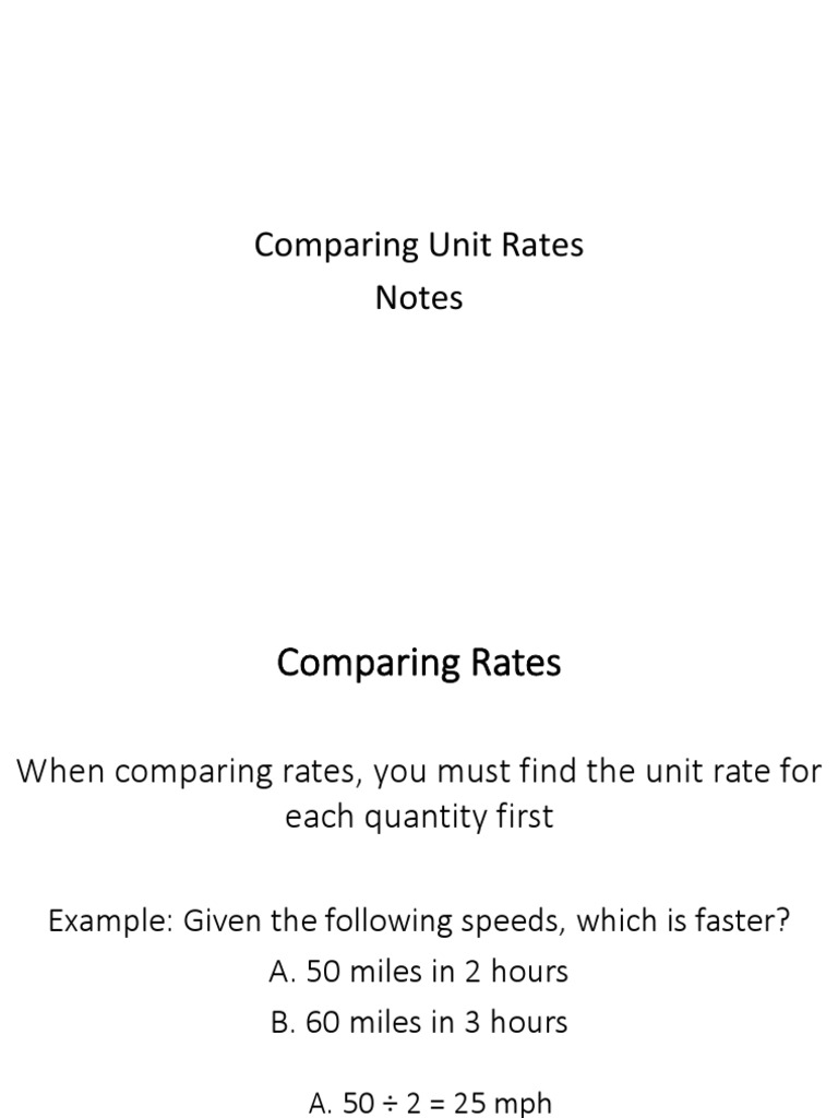 Comparing Unit Rates Notes | PDF | Foods | Business