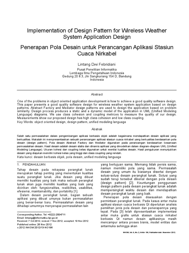 Penerapan Pola Desain Untuk Perancangan | PDF