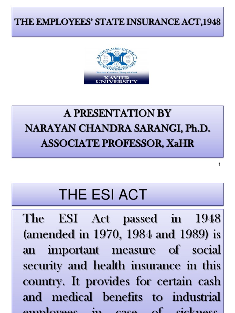 ESI ACt | PDF | Employment | Welfare