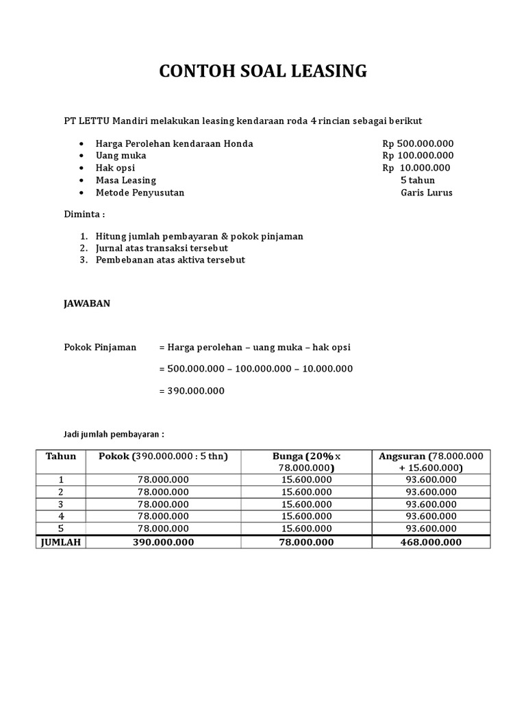 Contoh Soal Leasing | PDF