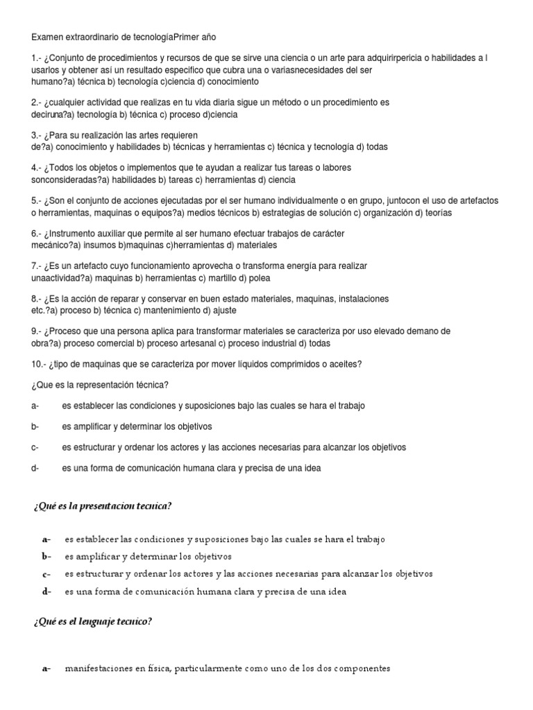 Examen RECUPERACION TECNOLOGIA | PDF | Herramientas | Science