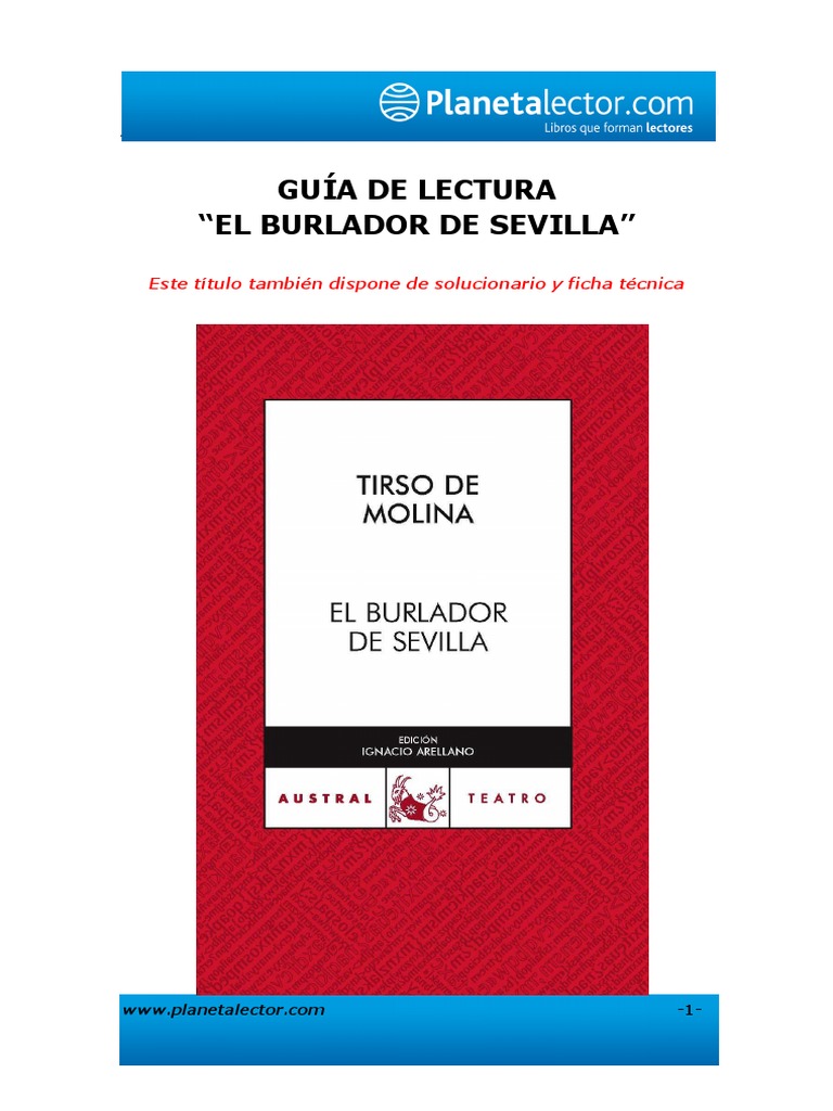 Tirso de Molina-El Burlador de Sevilla-Guía de Lectura-Planeta | PDF ...