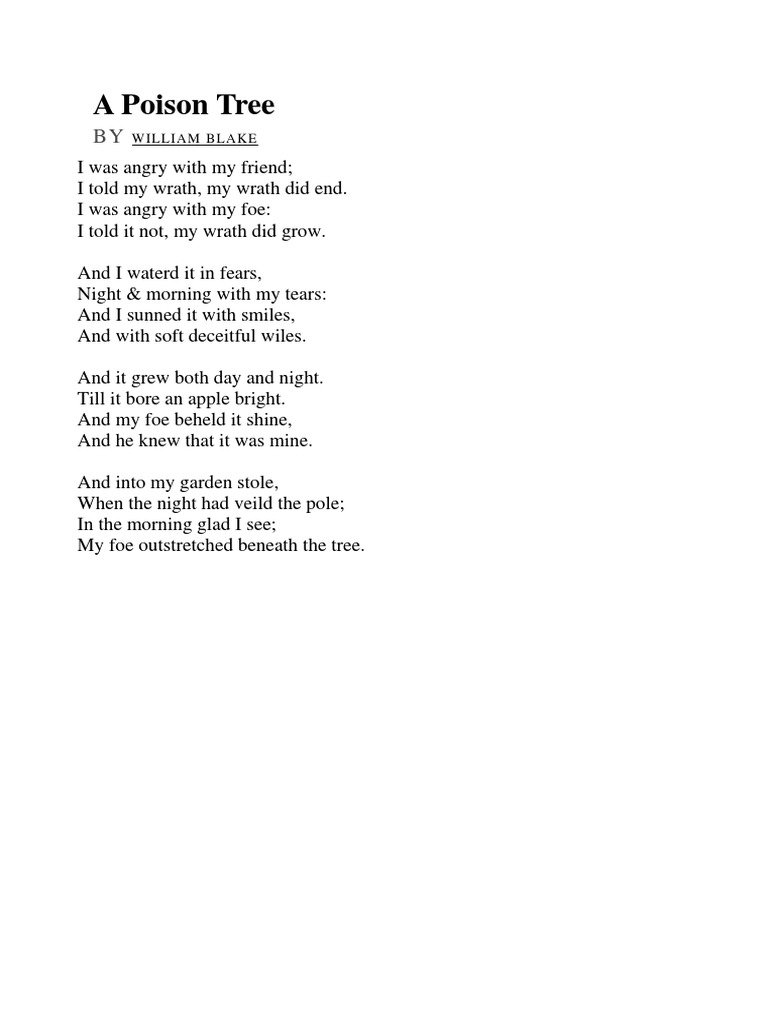A Poison Tree: William Blake | PDF