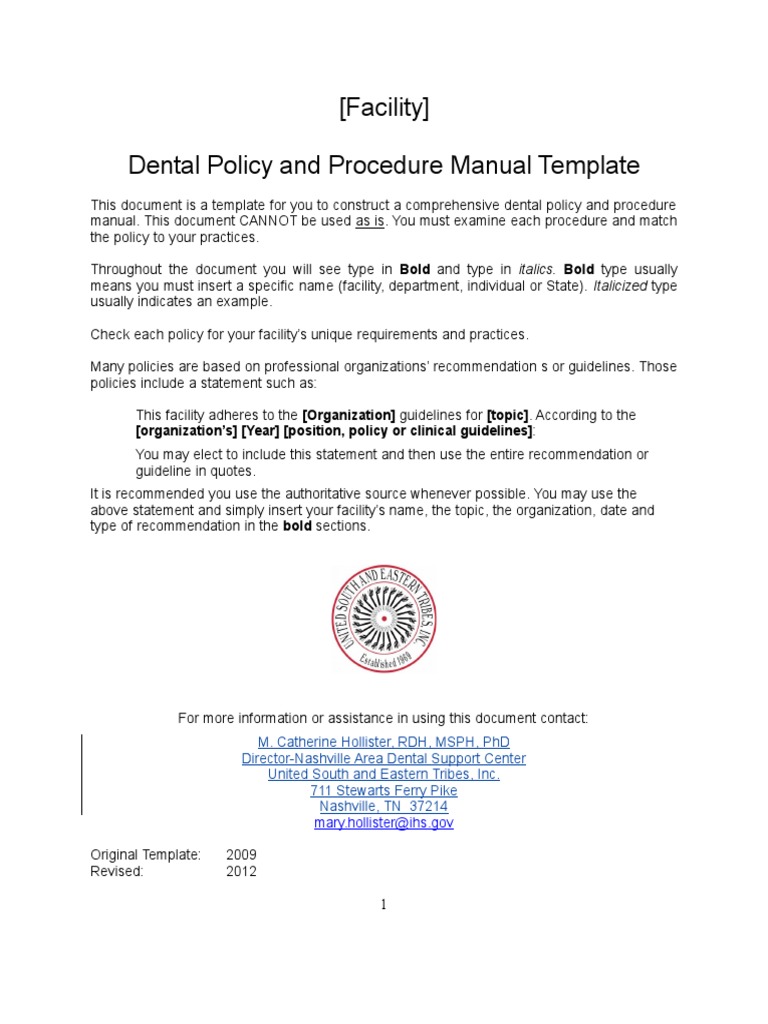 Dental Policy and Procedure Manual | PDF | Dental Hygienist | Dentistry