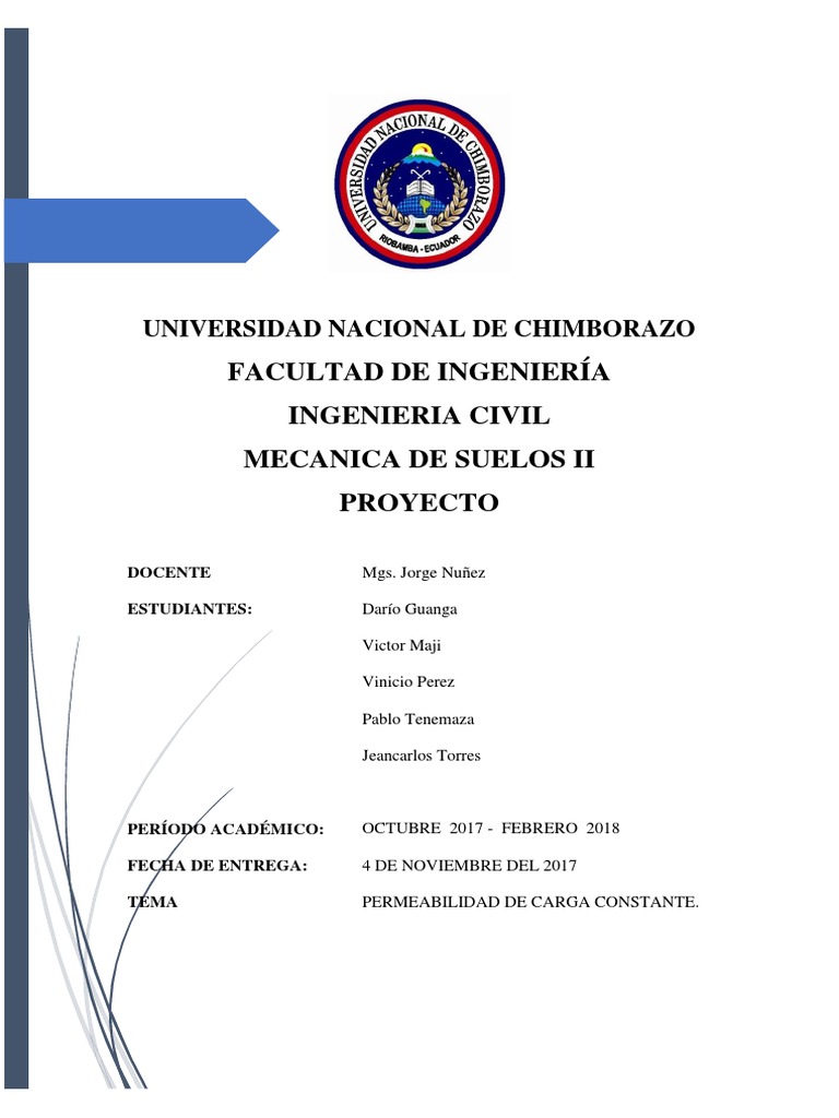 Permeabilidad de Carga Constante | PDF | Permeabilidad (Ciencias de la ...