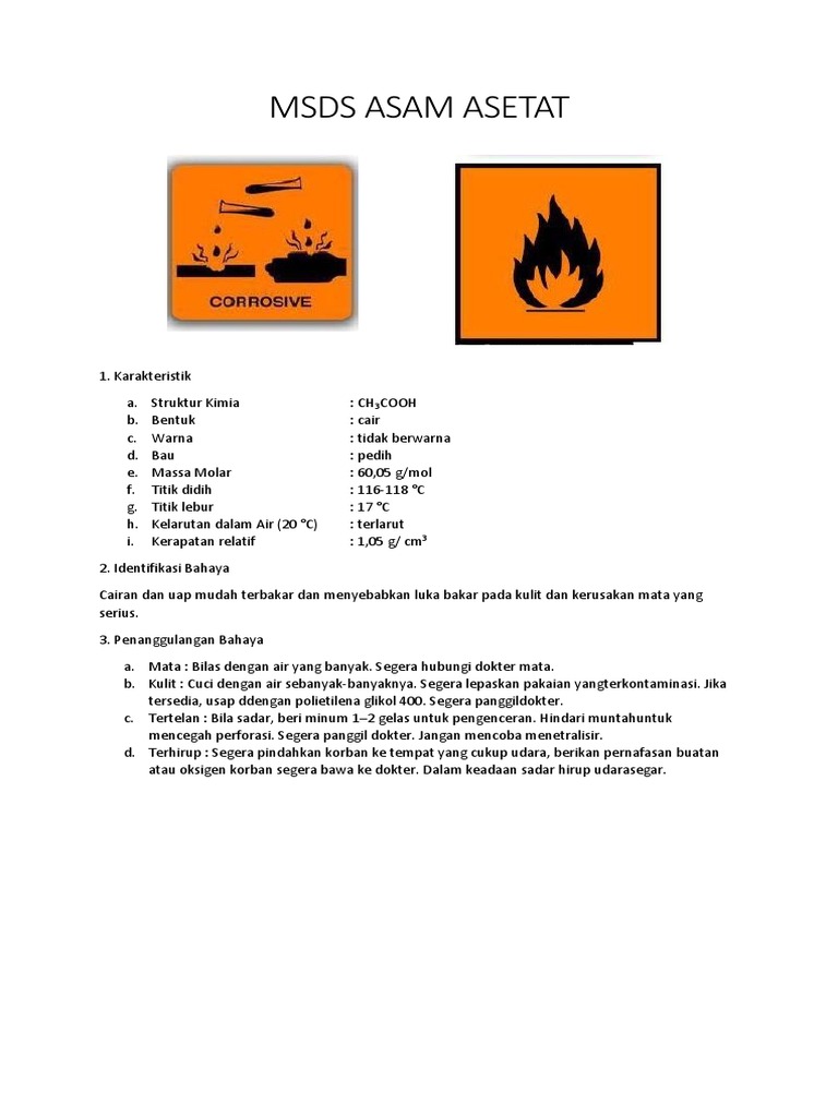 MSDS Asam Asetat | PDF