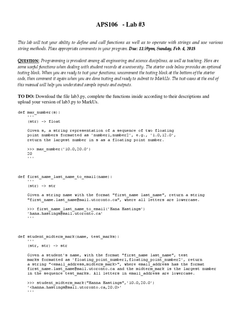Lab 3 Pdf String Computer Science Computer Programming
