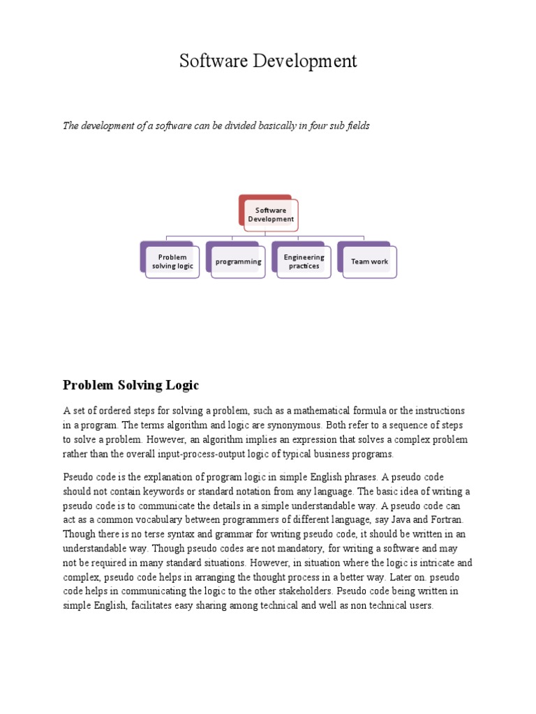 Software Development: Problem Solving Logic | PDF | Software Testing ...