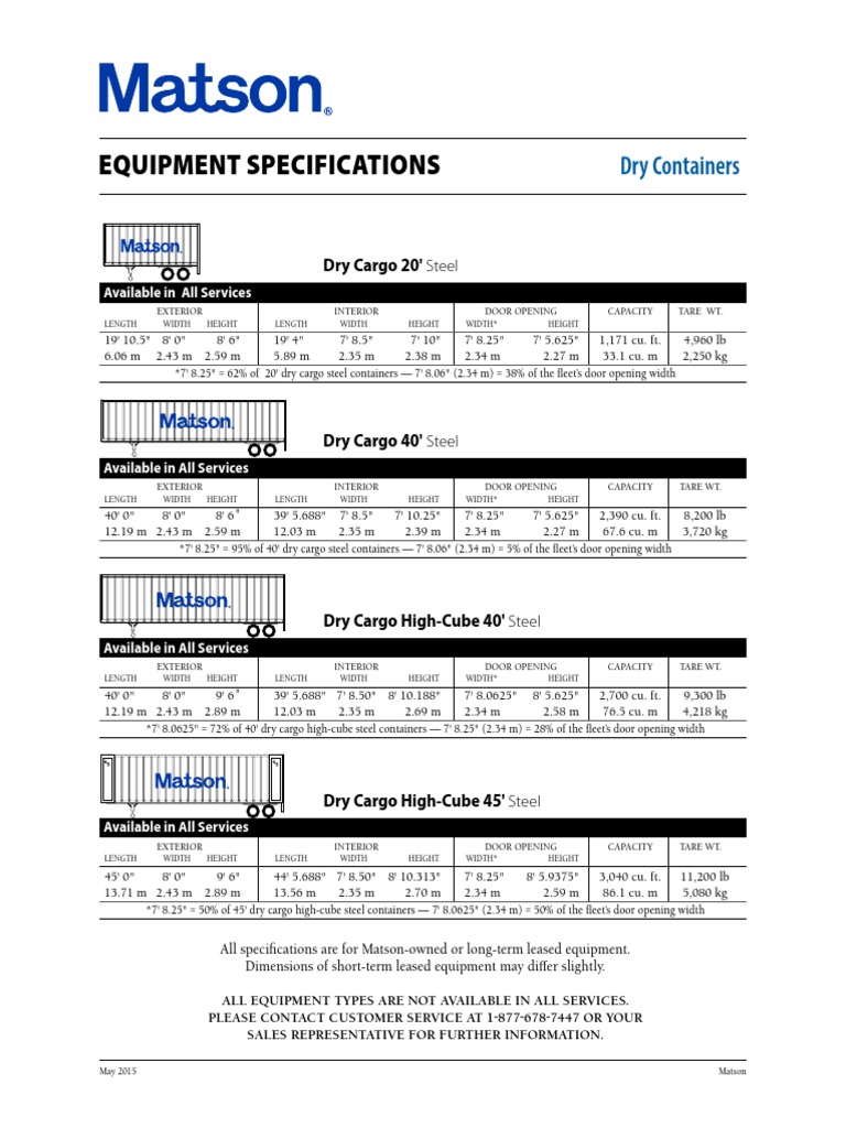 Equipment Specifications: Dry Containers | PDF | Vehicles ...