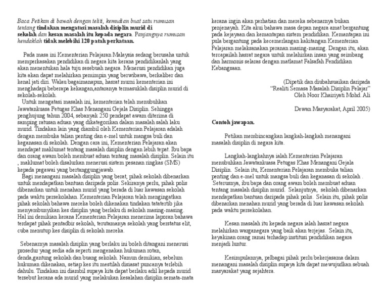 Baca Petikan Di Bawah Dengan Teliti | PDF