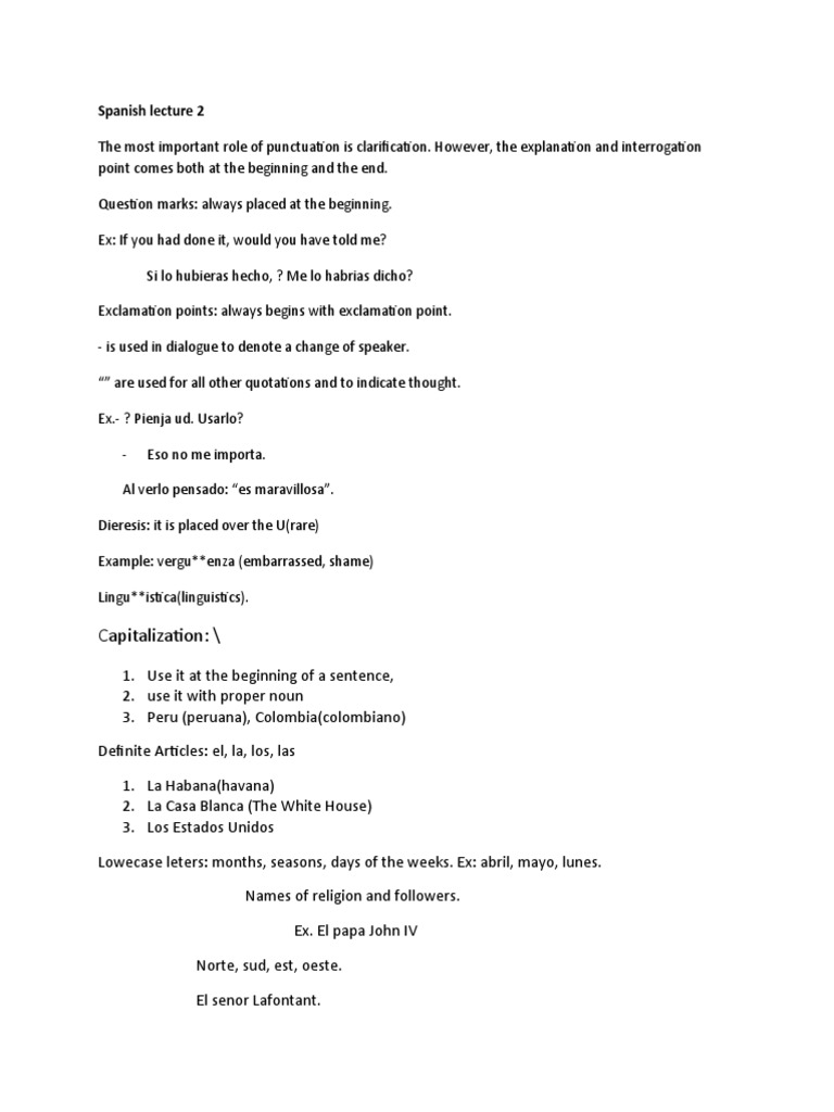 Spanish Lecture 2 | Download Free PDF | Linguistics | Language Mechanics